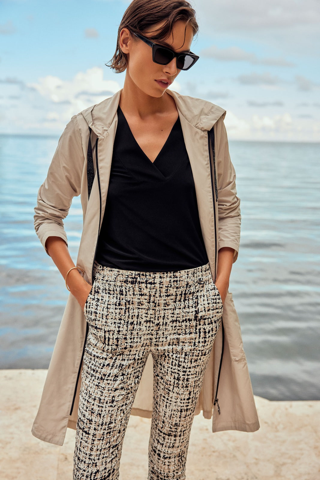 Joseph Ribkoff Moonstone Hooded Trapeze Coat Style 241068 – Luxetire
