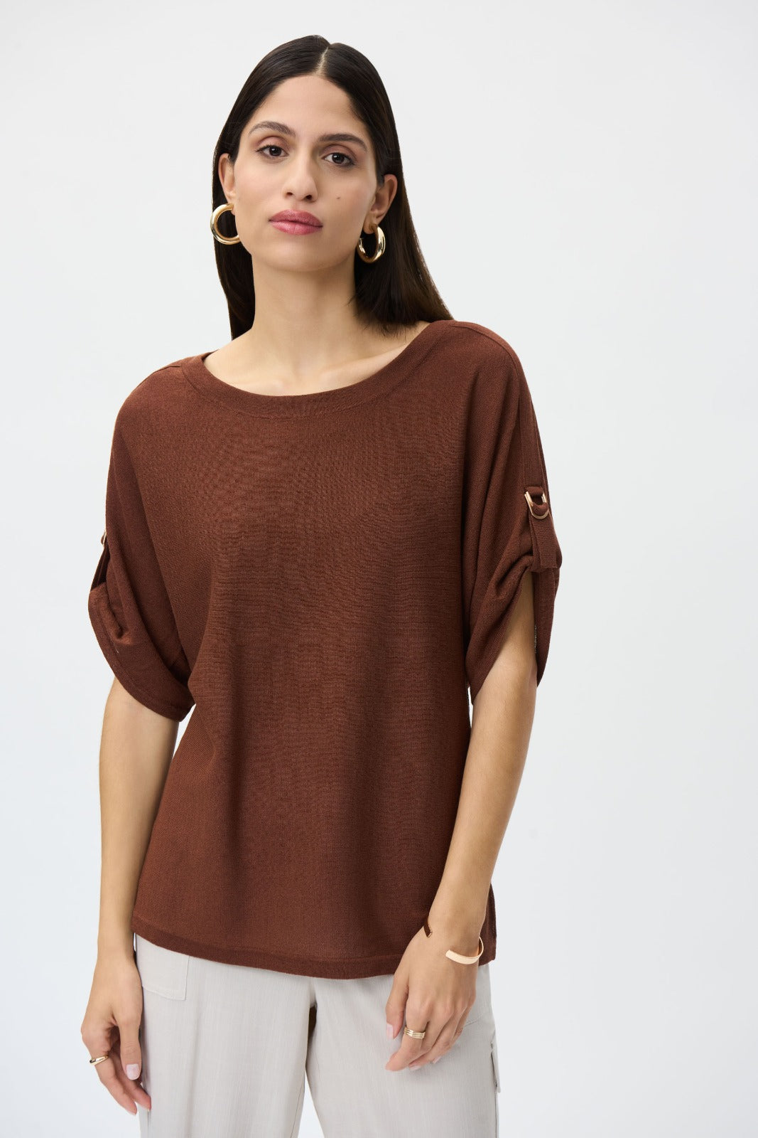 Joseph Ribkoff Espresso Knit Top Style 232908 – Luxetire