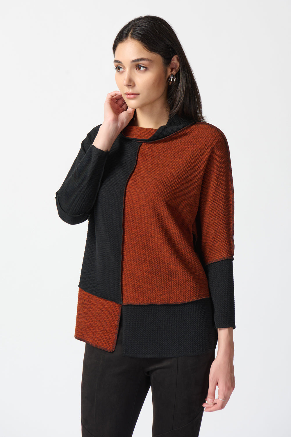 Joseph Ribkoff Black/Tandoori Colour-Block Boxy Tunic Style 233205 ...