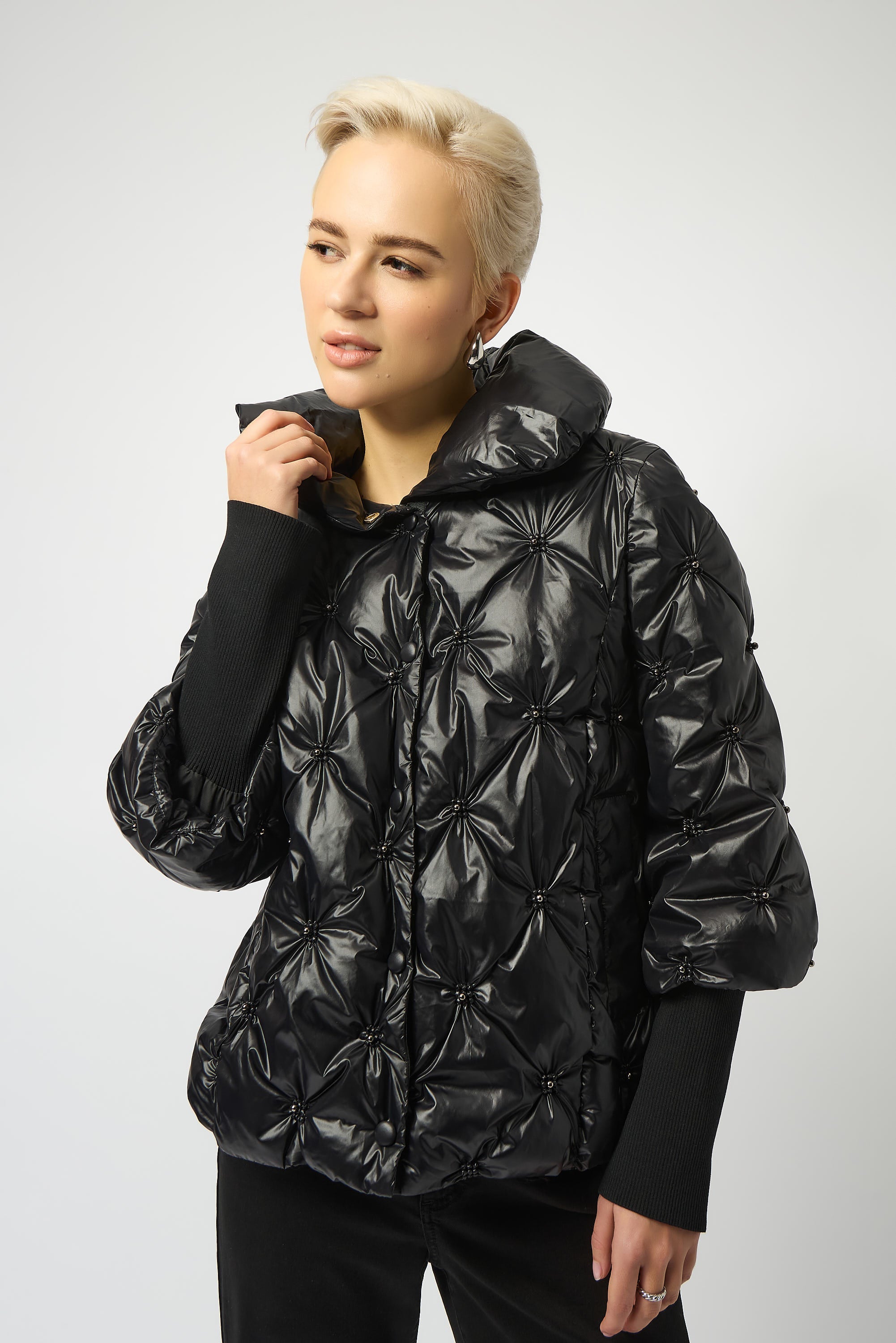 Joseph Ribkoff Pearl Quilted Puffer Trapeze Jacket Style 253931 – Luxetire
