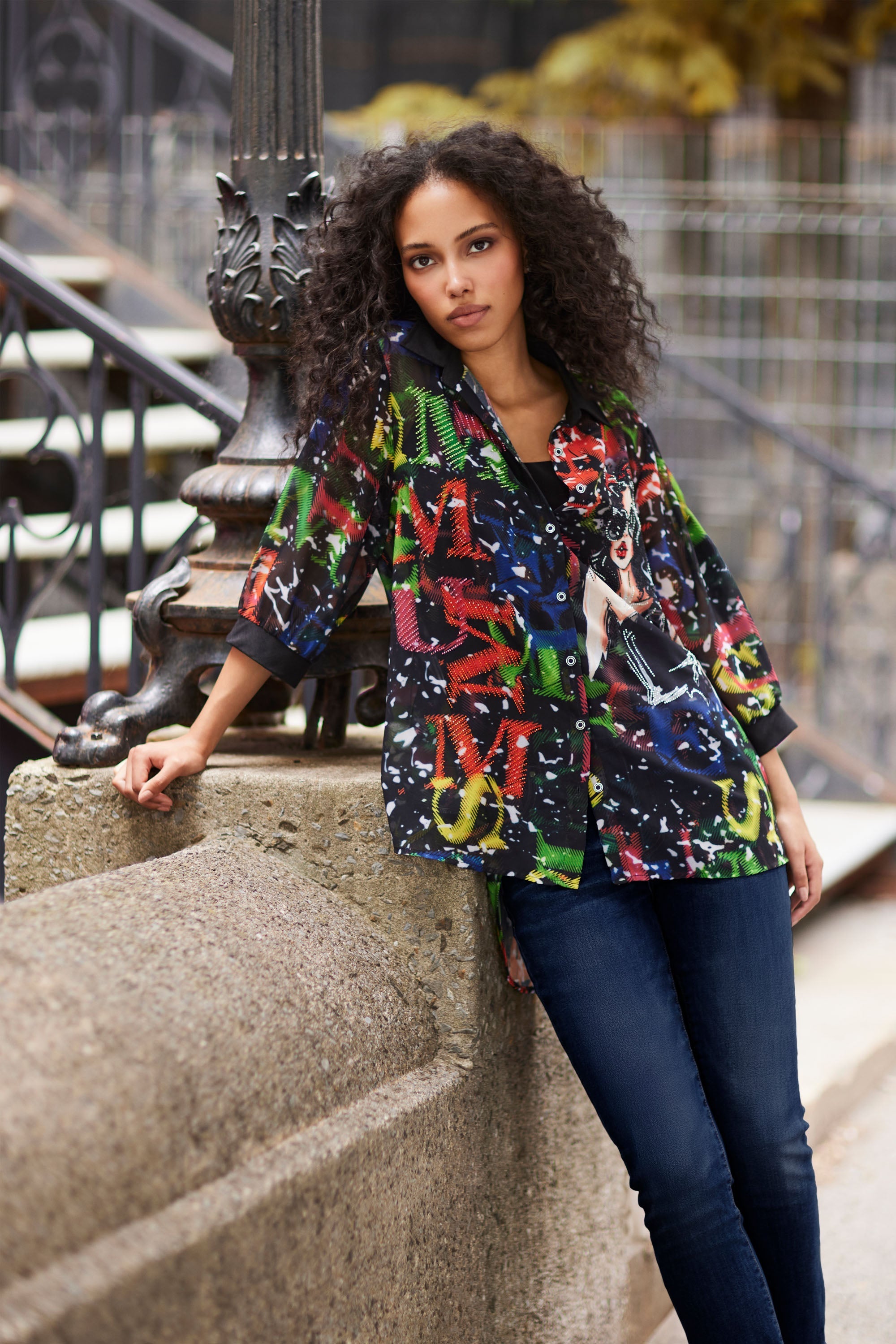 Frank Lyman High-Low Abstract Print Top Style 254932 – Luxetire