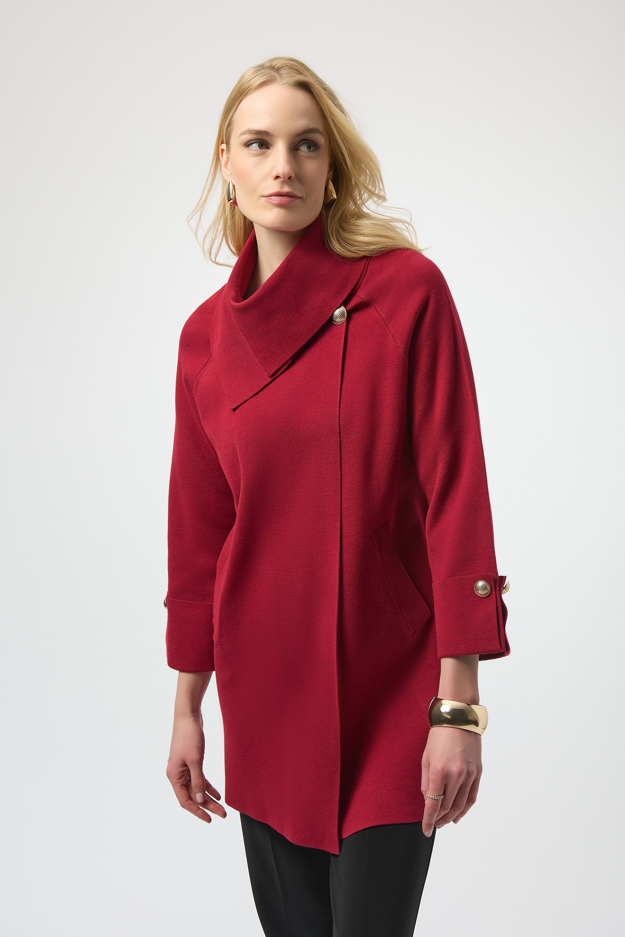 Joseph Ribkoff Coat with Overlap Collar Style 254956 – Luxetire